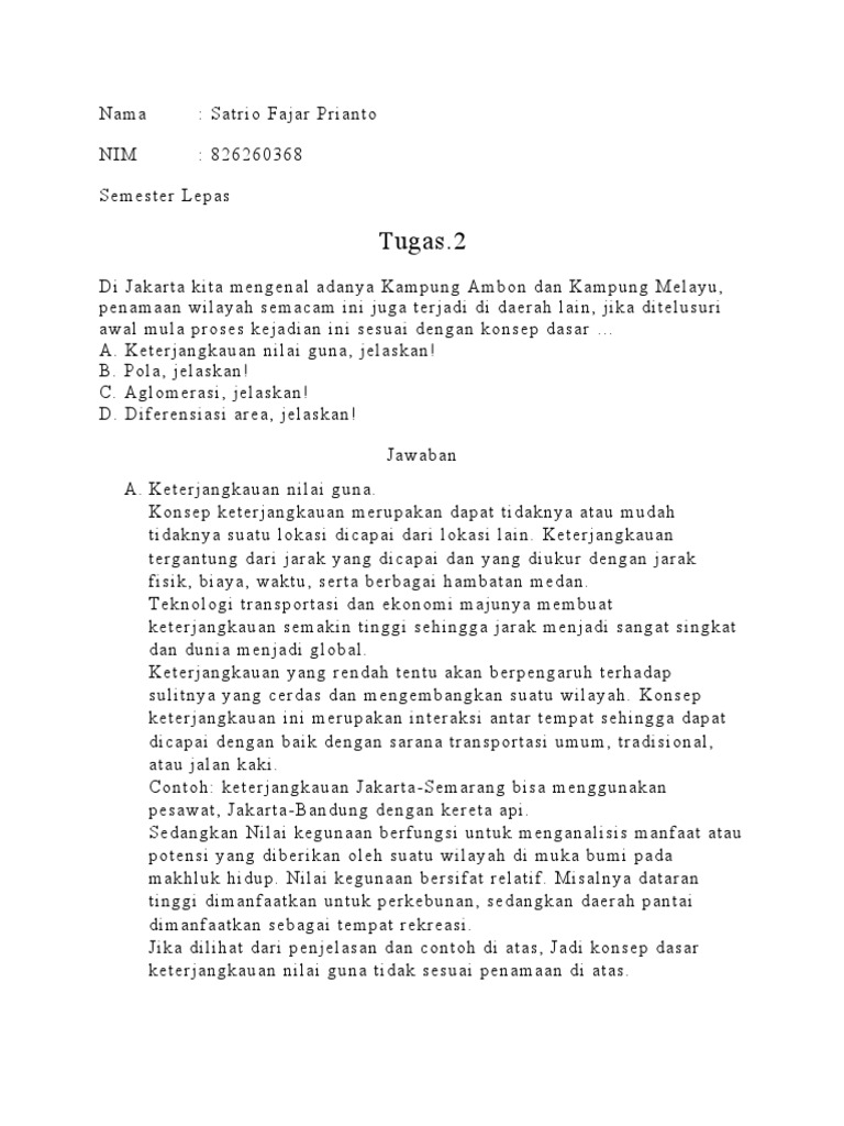 Satrio Fajar Prianto - 826260368 Tugas 2 Konsep Dasar IPS | PDF | Ilmu Sosial