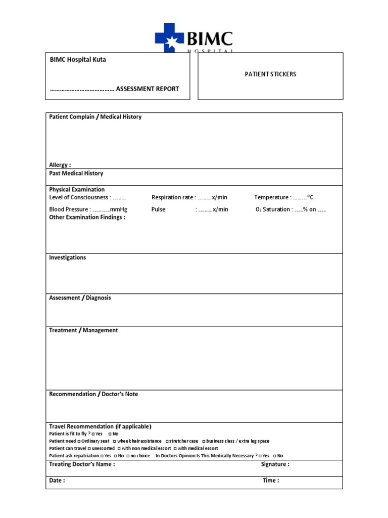 Initial Patient Assessment Report | PDF | Wellness | Science & Mathematics