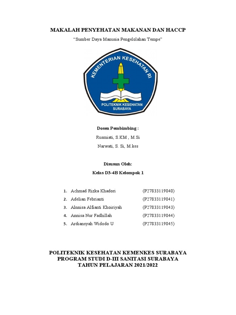Cover Dan BAB 1 PMM Pengelolahan Tempe | PDF | Kesehatan Holistik