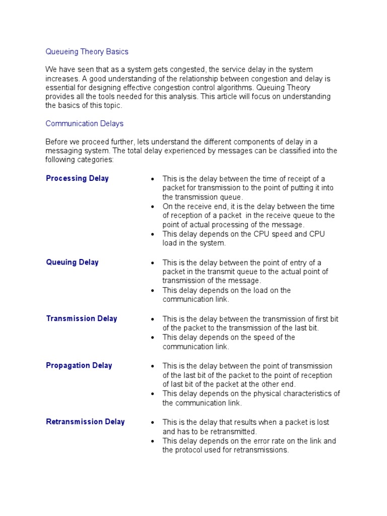 Queueing Theory Basics: Processing Delay | PDF | Network Congestion ...