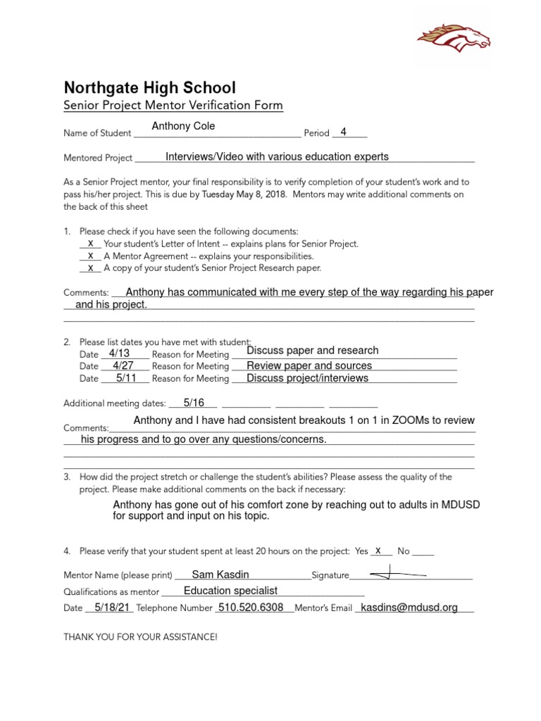 2021 Mentor Verification Form | PDF | Mentorship | Communication