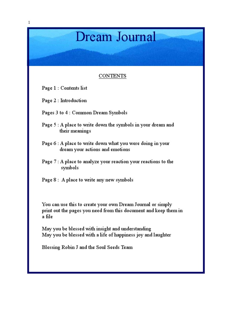 Dream Journal | PDF | Dream | Symbols