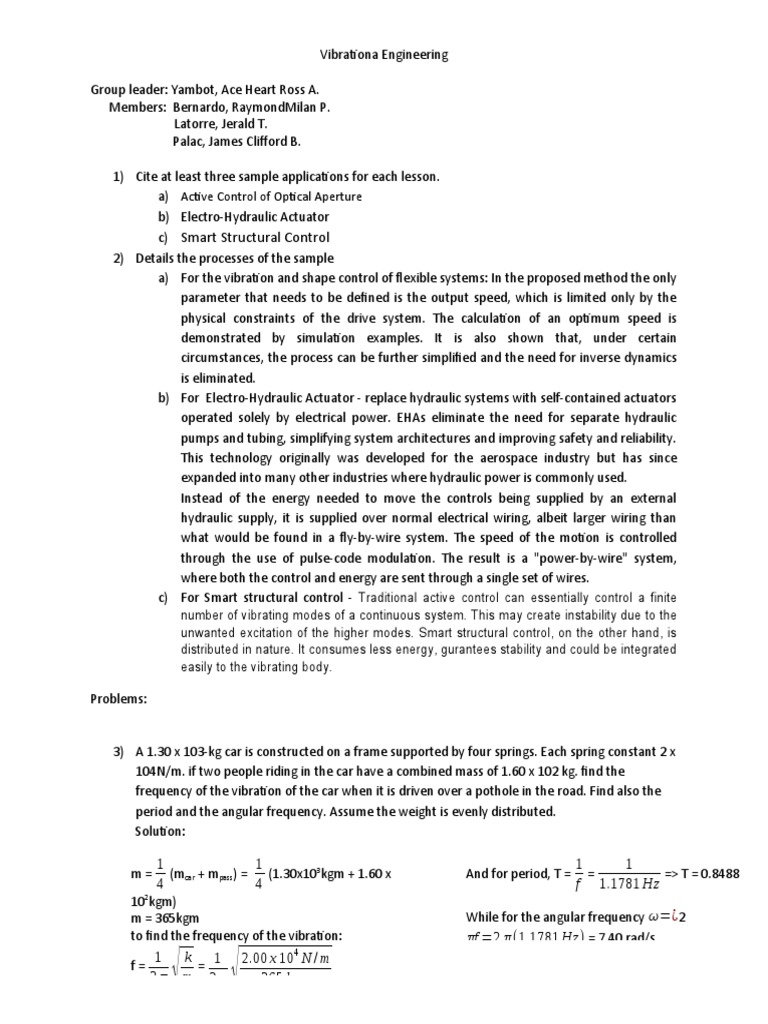 Vibration Engineering Activity 3 | PDF | Physics | Mechanics