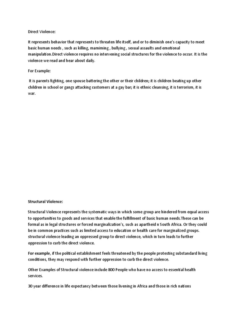 Direct Violence | PDF | Peacebuilding | Violence