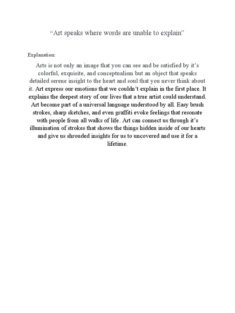 Art Speaks Where Words Are Unable To Explain | PDF