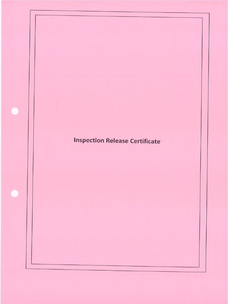 Inspection Release Certificate (IRC) | PDF