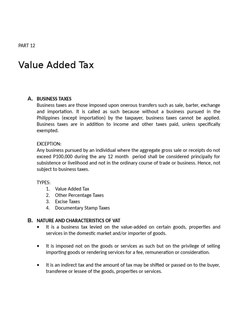 12 Value Added Taxes 1 | PDF | Value Added Tax | Payments