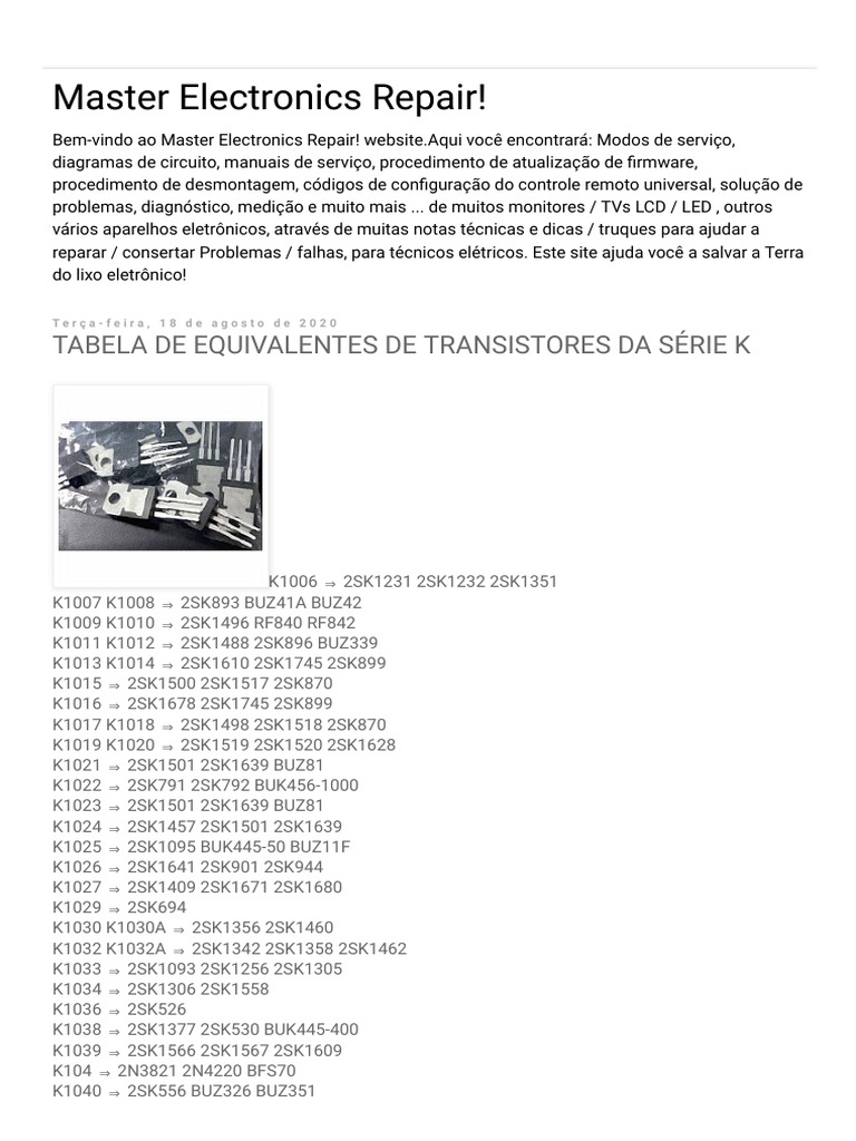 Tabla de Equivalencias de Transistores K | PDF | Informática y ...