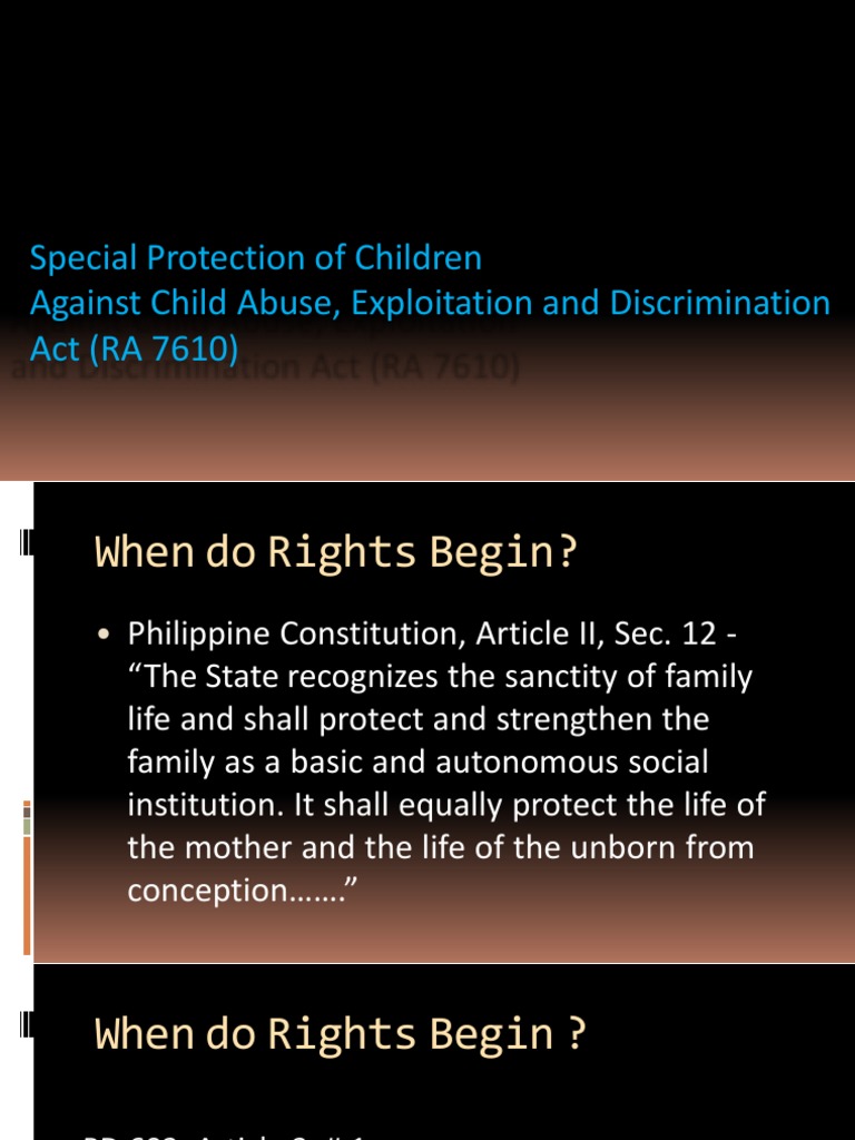 Republic Act No. 7610 | PDF | Psychological Abuse | Child Abuse