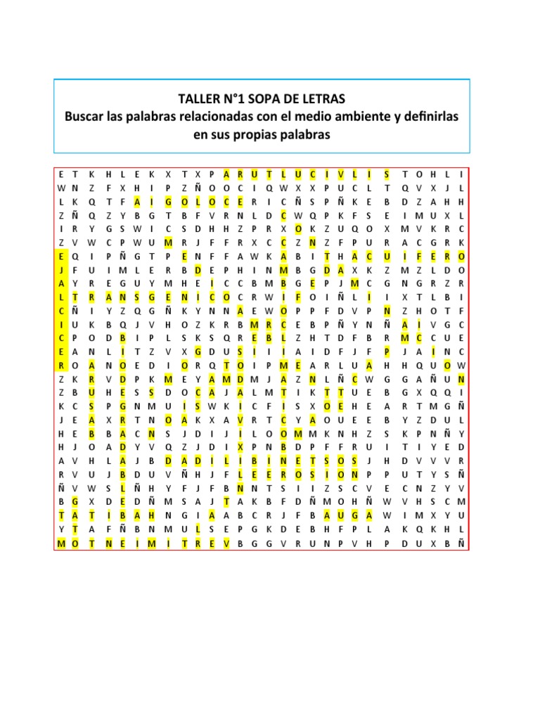 Sopa de Letras Ambiente | PDF | Residuos | Entorno natural