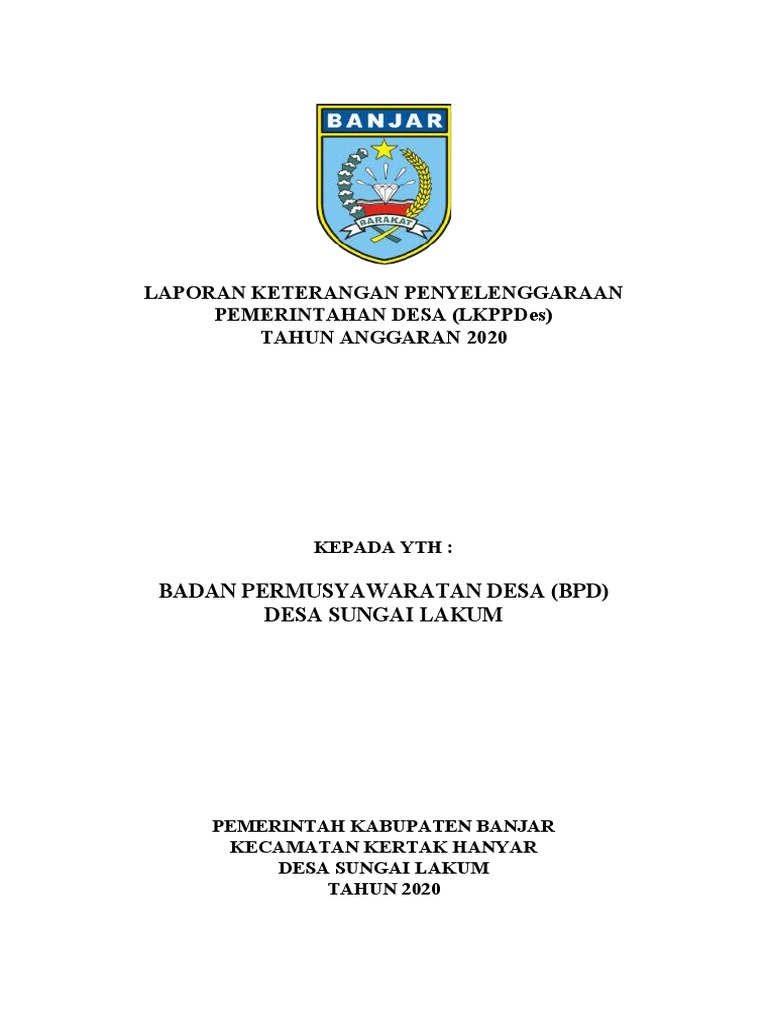 Cover, Pengantar Dan Daftar Isi LPPD 2020 Ok | PDF