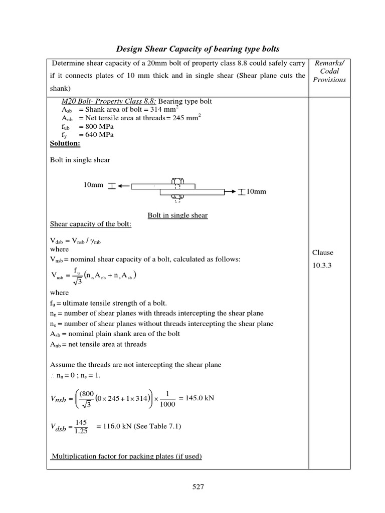 Bolt Capacity Calculations | PDF | Screw | Building Materials