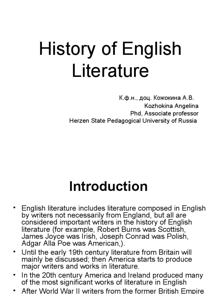 History of English Literature | PDF | Anglo Saxons | William Shakespeare