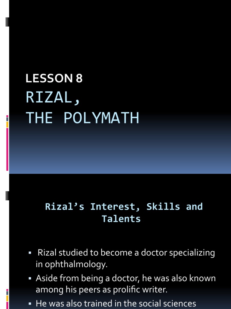 Lesson 8: Rizal, The Polymath | PDF | Poetry