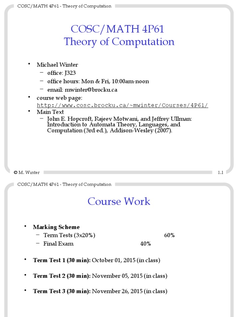 Cosc/Math 4P61 Theory of Computation | PDF | Theory Of Computation ...