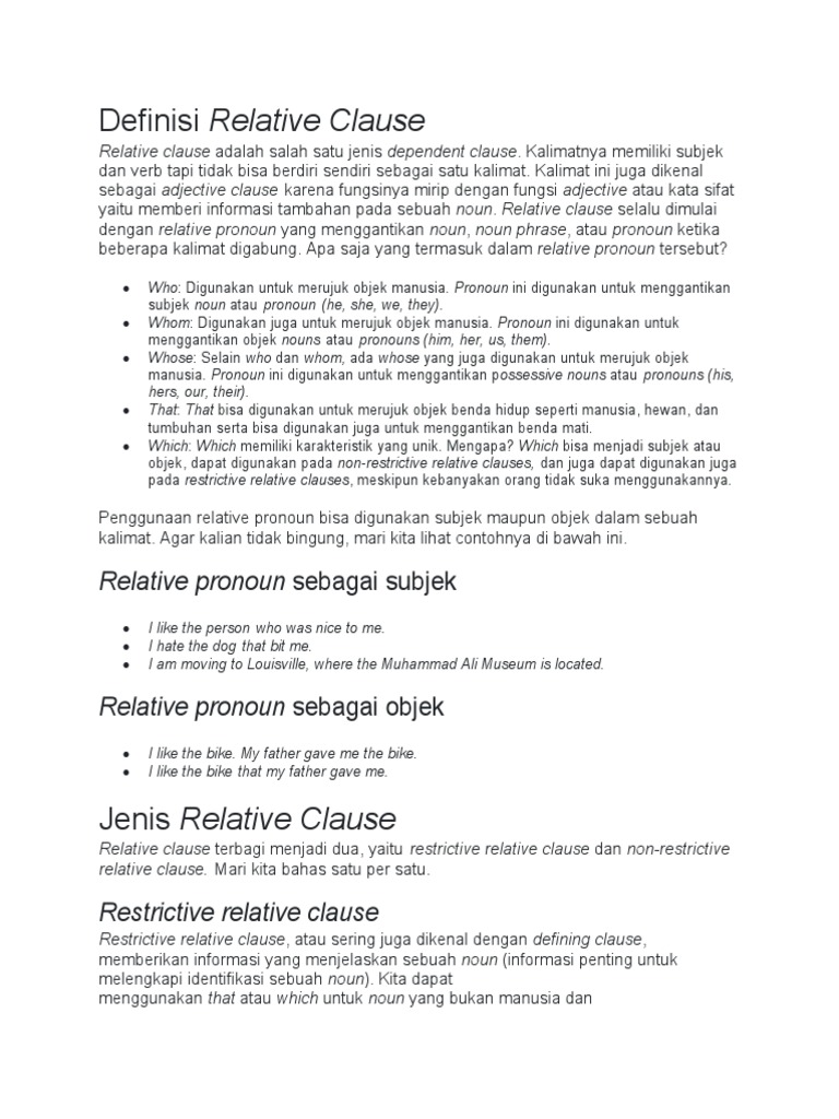 Relative Clause | PDF