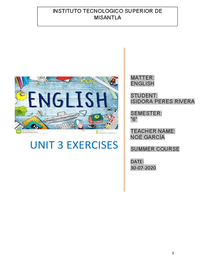 Unit 3 Exercises | PDF | Perfect (Grammar) | Grammar