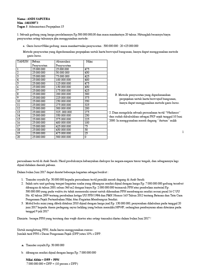 Tugas 3. Administrasi Perpajakan Andi Saputra | PDF