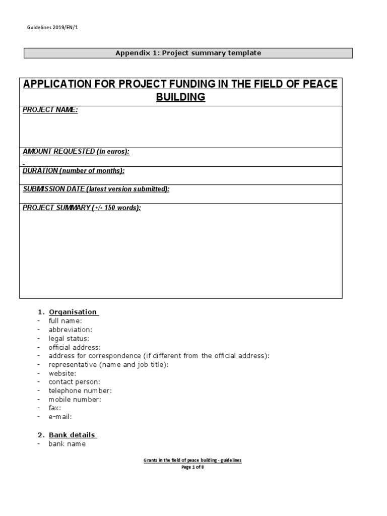Peace Building Project Funding Guidelines | PDF | Business | Economies