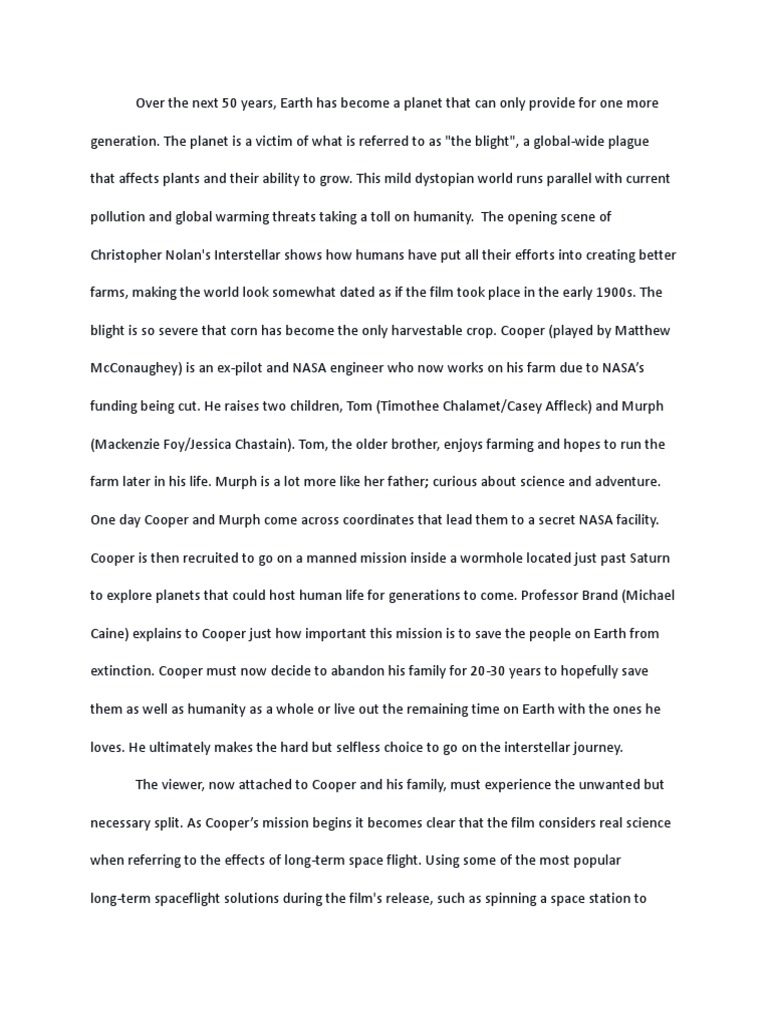 Aidan Murray - Interstellar Film Review | PDF | Science | Space Programme