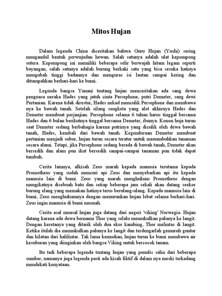 Legenda Tentang Hujan | PDF