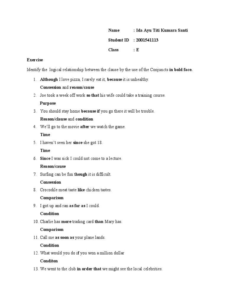 (GRAMMAR ADVERBIAL CLAUSE) 2001541113 - Ida Ayu Titi Kumara Santi | PDF