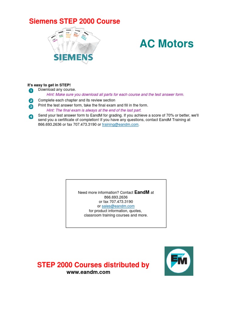 AC Motors: Siemens STEP 2000 Course | PDF | Electric Motor ...