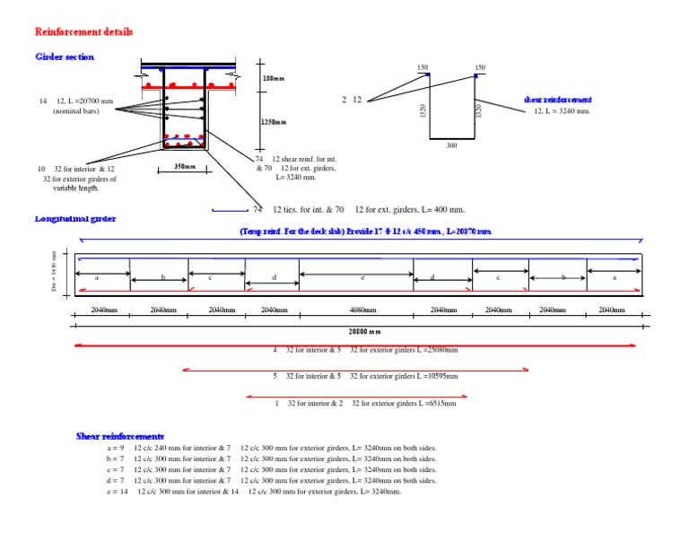 Reinforcement Details: Girder Section Girder Section | PDF | Structural ...