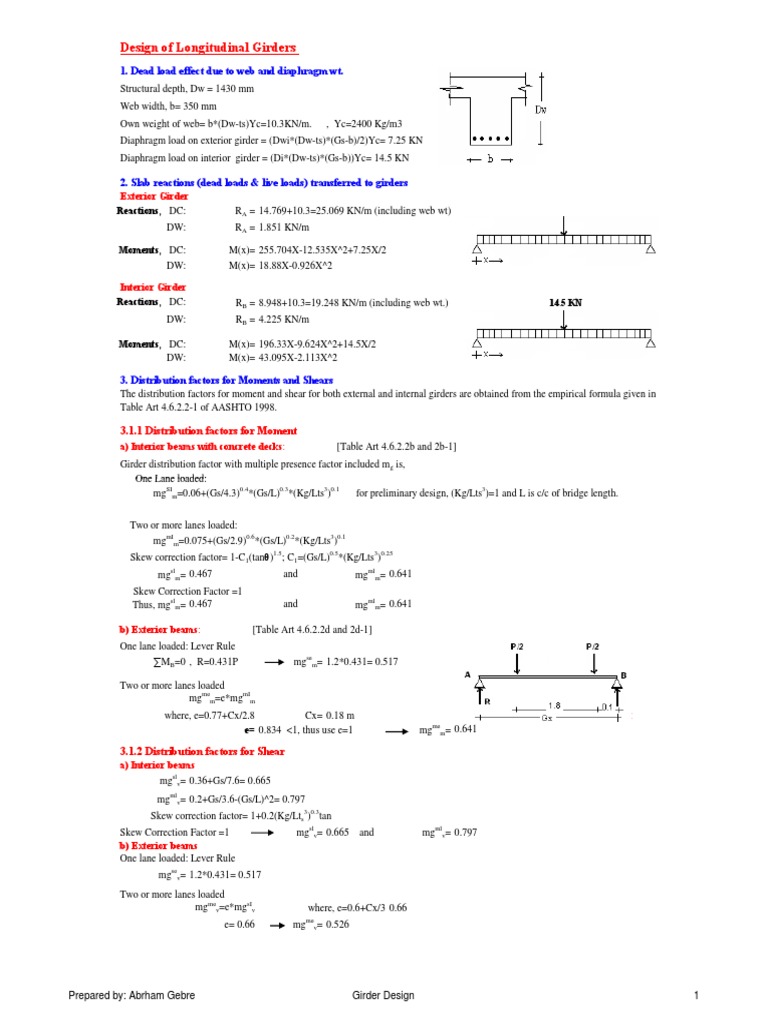 Analysis and Design of Longitudinal Bridge Girders Under Dead and Live ...