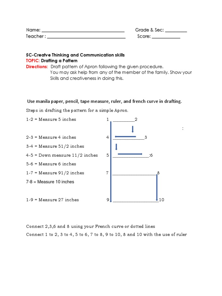 Drafting Aprons Pattern Nov.24!26!2020 With Rubric | PDF | Rubric ...