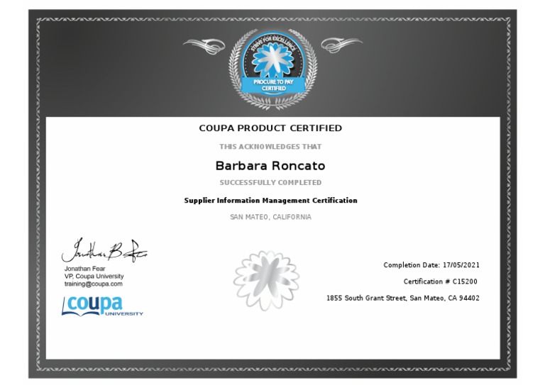 Supplier Management Certification | PDF