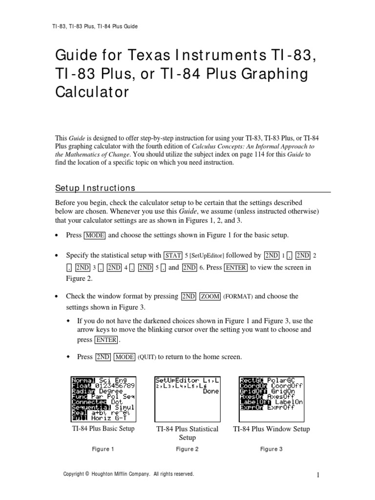 Guide For Texas Instruments TI-83, TI-83 Plus, or TI-84 Plus Graphing ...