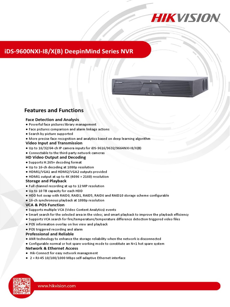 Datasheet of IDS 9600NXI I8 XB DeepinMind Series NVR V4.1.70 20190813 ...
