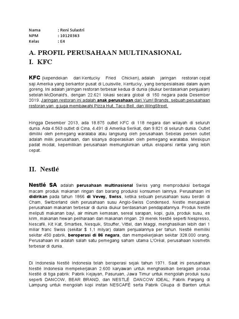 Profil Perusahaan Multinasional di Indonesia | PDF