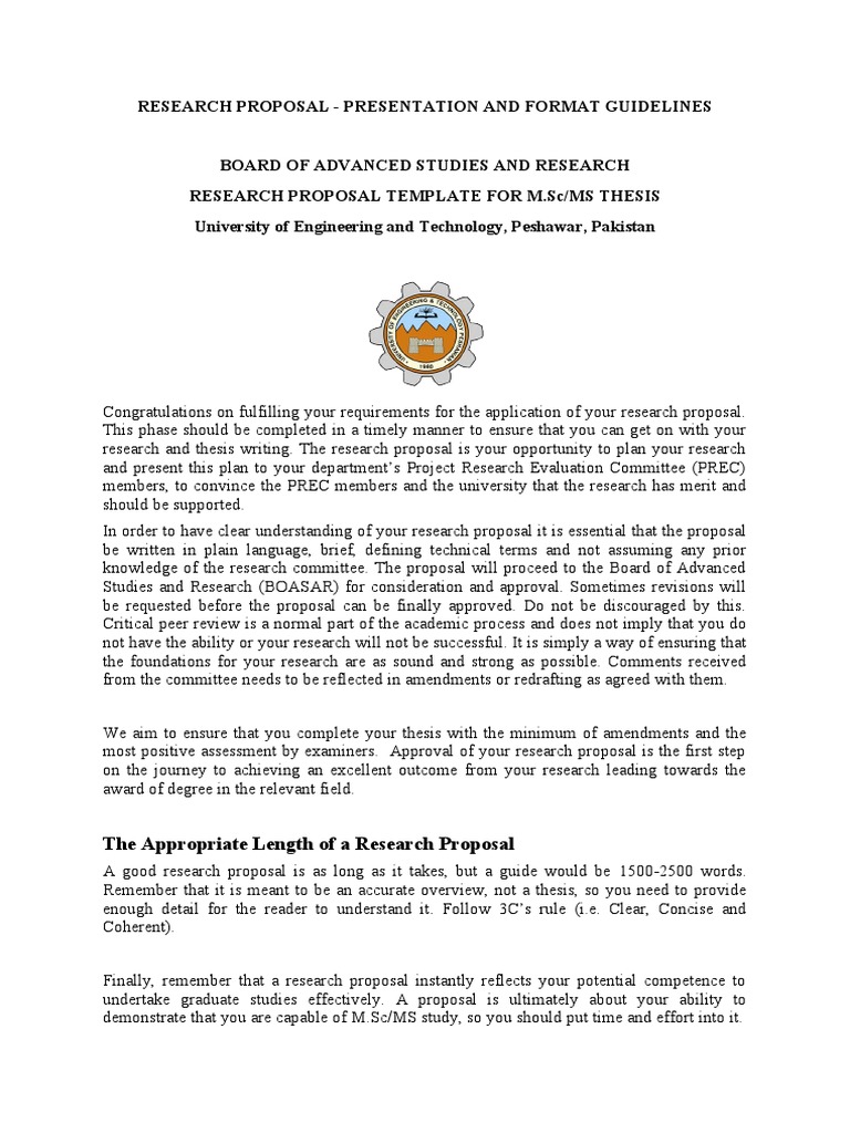 M.Sc/MS Research Proposal Guidelines | PDF | Thesis | Inquiry