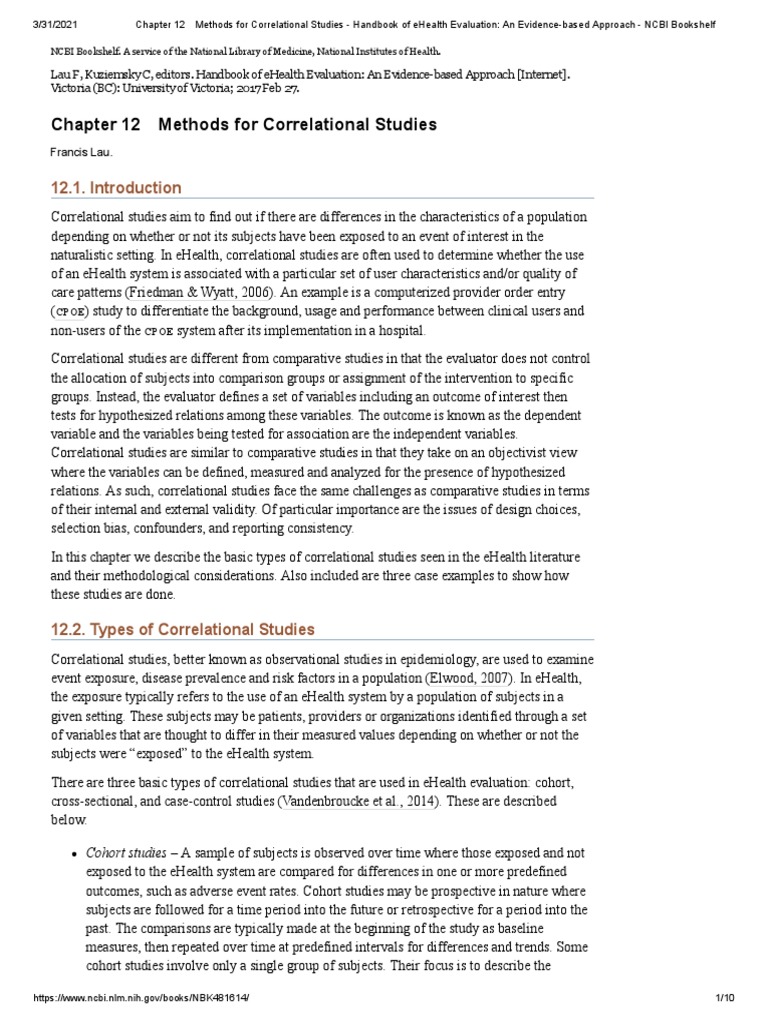 Chapter 12 Methods For Correlational Studies | PDF | Cohort Study ...