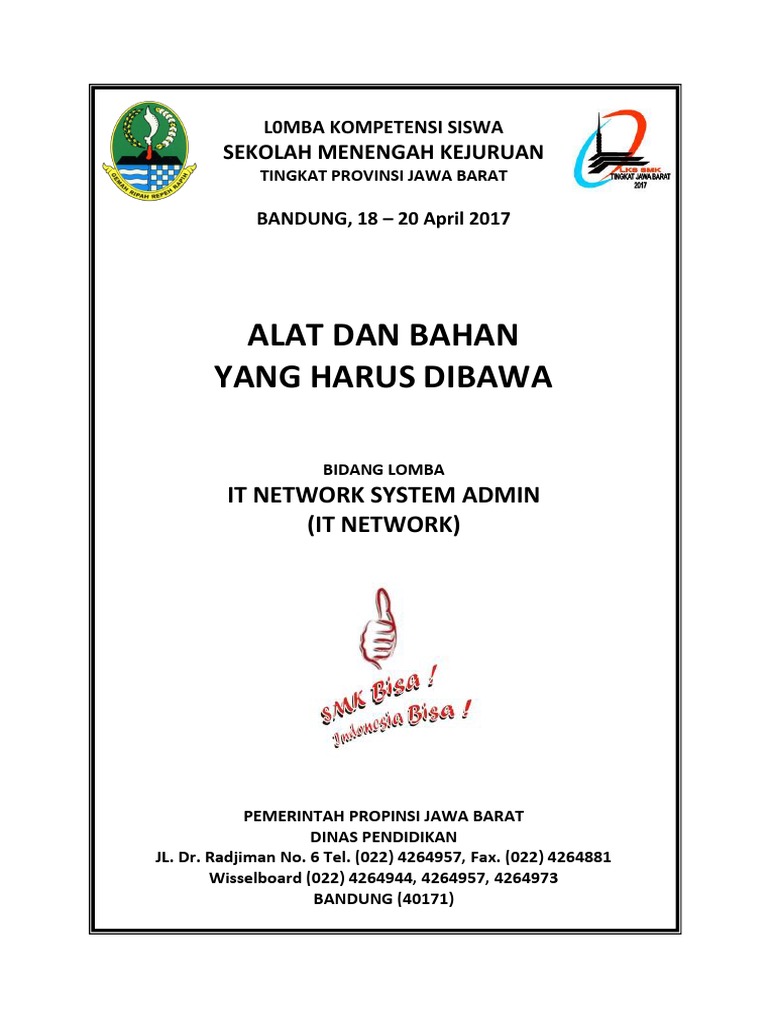 Alat Dan Bahan - LKS 2017 - Jabar | PDF