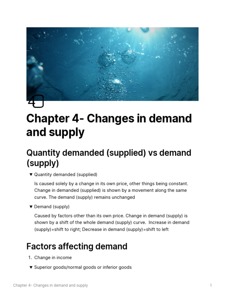 Chapter 4-Changes in Demand and Supply | PDF | Demand | Supply (Economics)