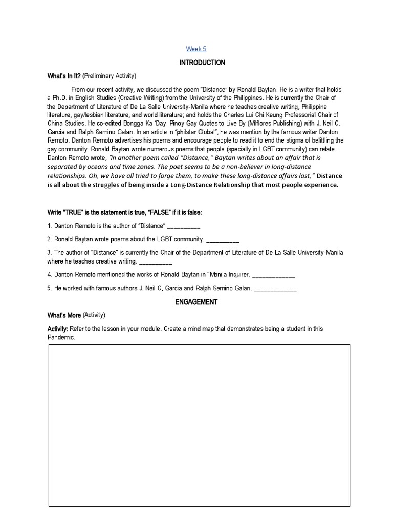 21st Century Literature Worksheet Week5-6 | PDF | Poetry
