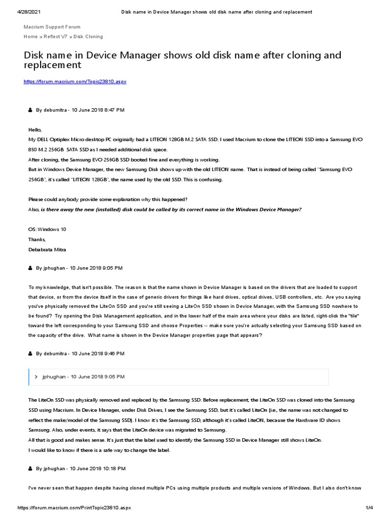 Disk Name in Device Manager Shows Old Disk Name After Cloning and ...