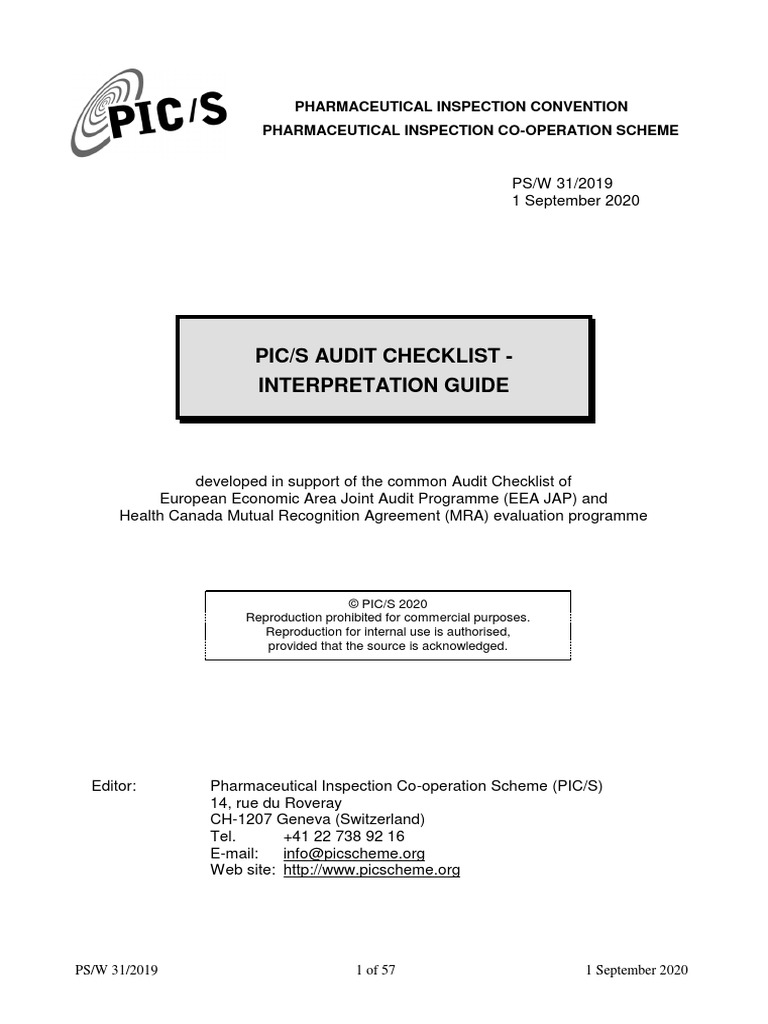 Pic/S Audit Checklist - Interpretation Guide | PDF | Business | Wellness