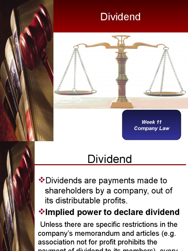 Dividend Week 11 Company Law Pdf Dividend Private Law