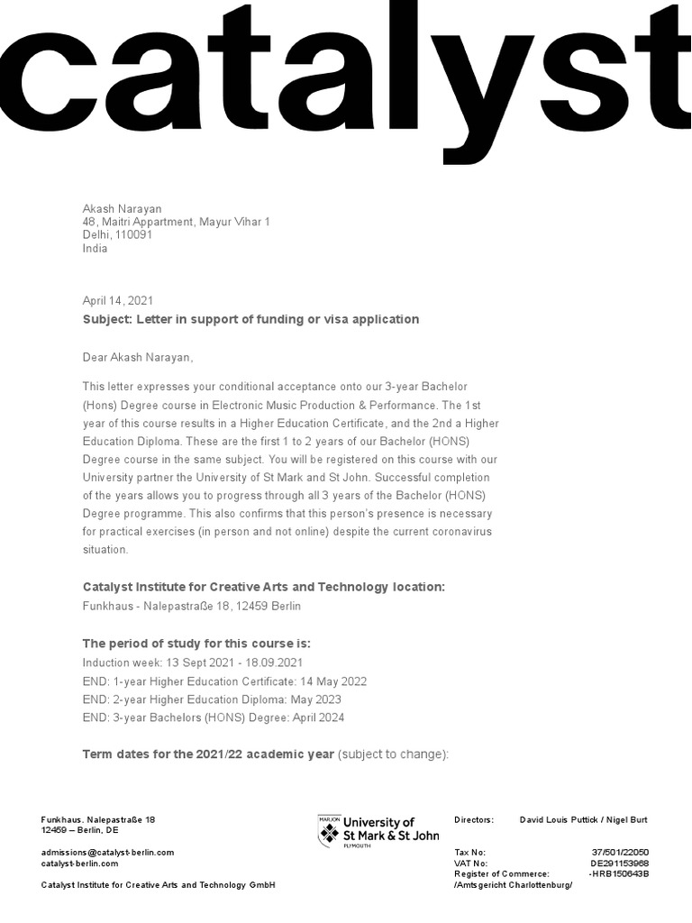 Catalyst Acceptance | PDF | Academic Degree | Payments