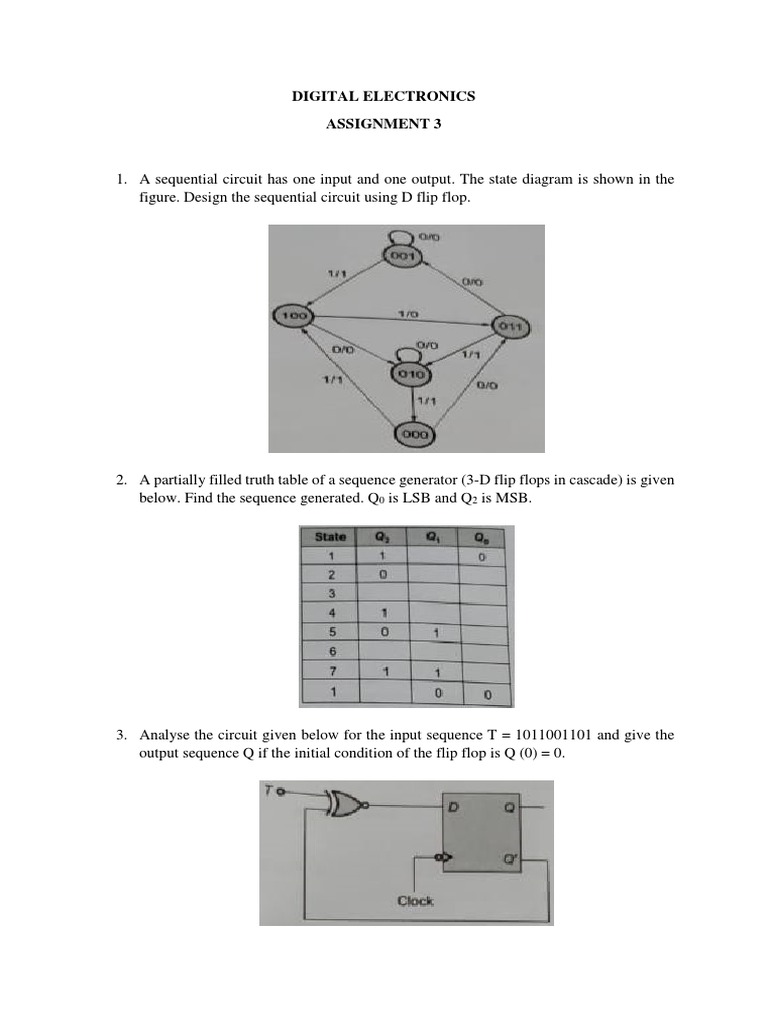 Digital Electronics Assignment on Sequential Circuits | PDF