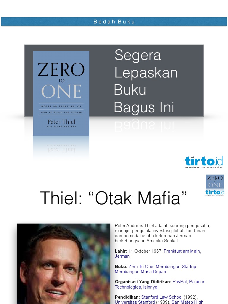 Bedah Buku 'Zero To One' Peter Thiel by Sapto Anggoro | PDF