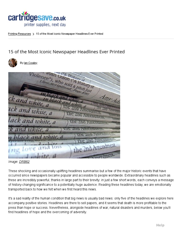 15 of The Most Iconic Newspaper Headlines Ever Printed | PDF ...