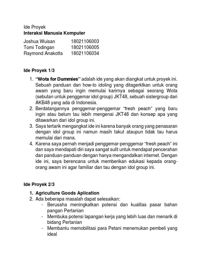 Ide Proyek Edukasi Wota dan Aplikasi Pertanian | PDF | Kesehatan ...