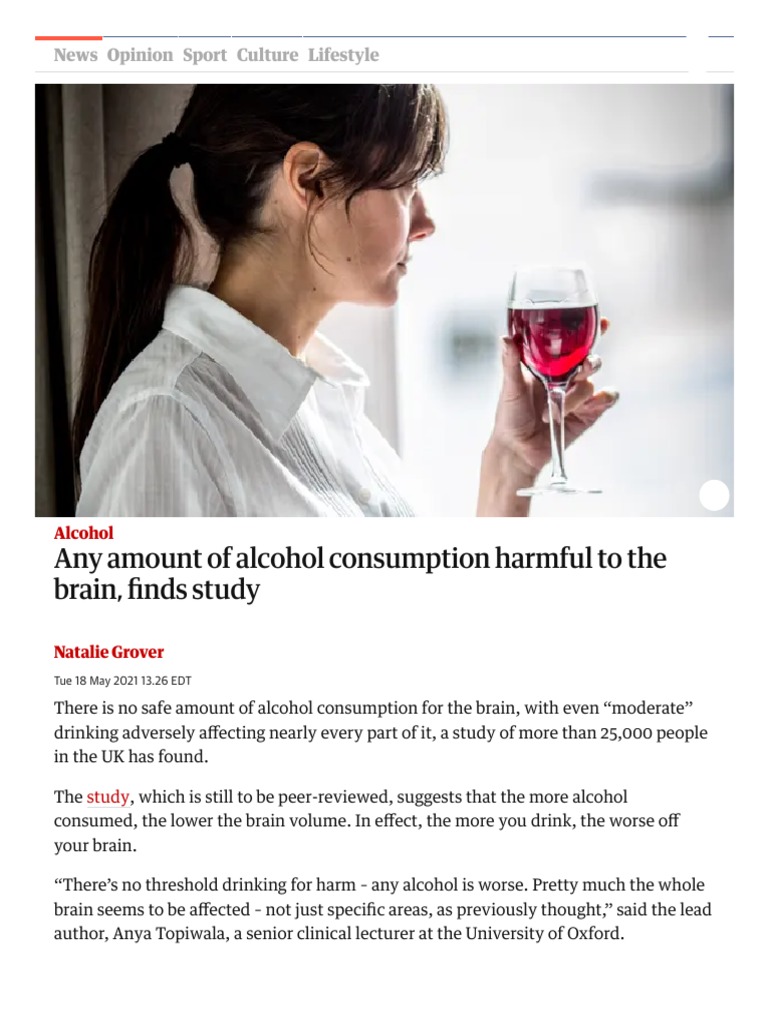 Any Amount of Alcohol Consumption Harmful To The Brain, Finds Study ...