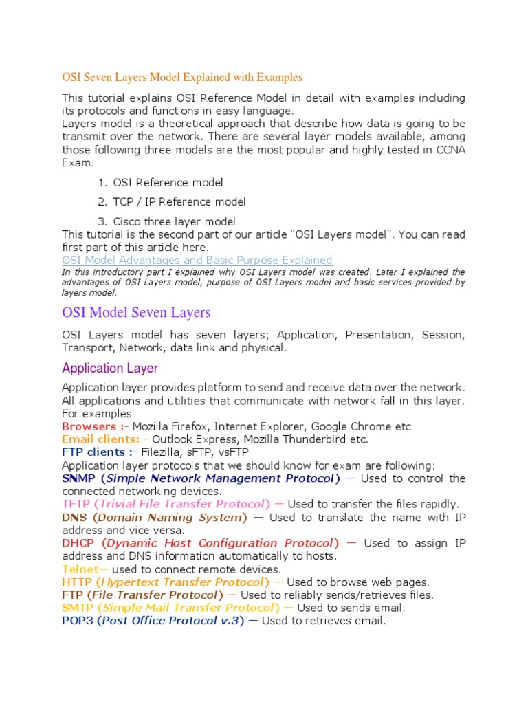 OSI Seven Layers Model Explained With Examples | PDF | Internet ...