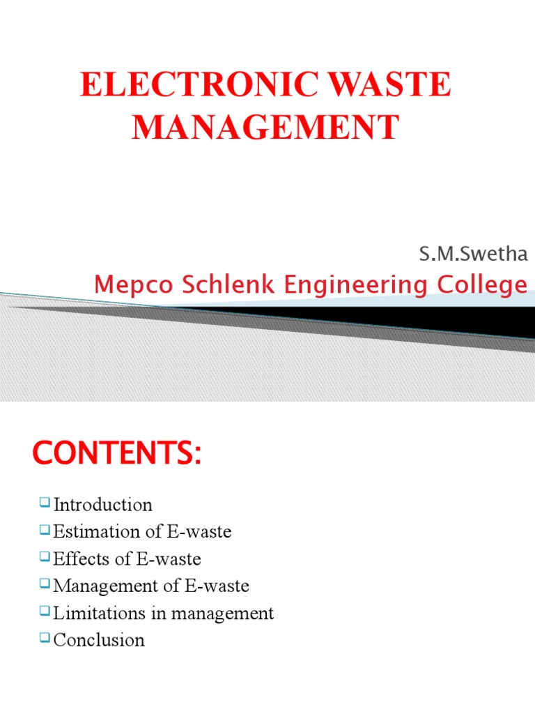 Electronic Waste Management | PDF | Electronic Waste | Recycling